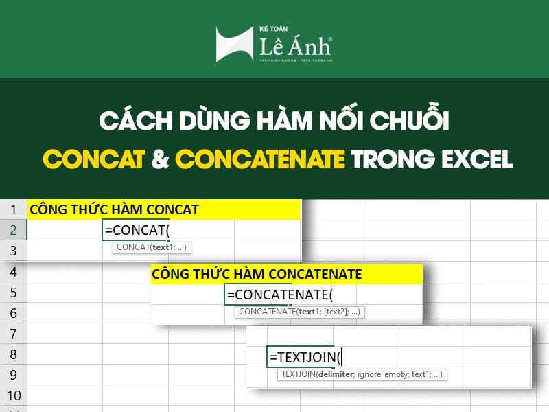 Cách Sử Dụng Hàm Nối Chuỗi CONCAT và CONCATENATE Trong Excel