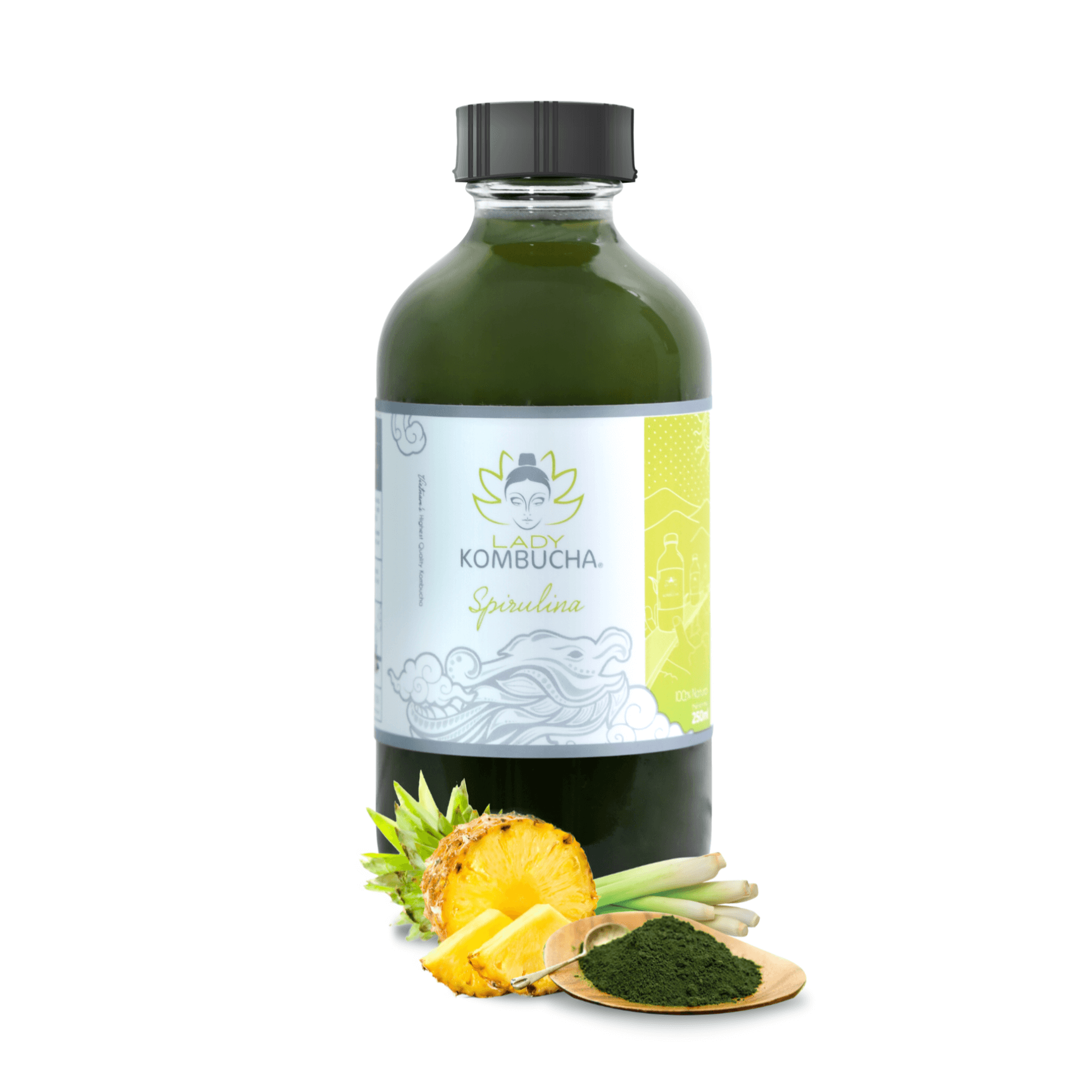 Trà Lên Men Vị Tảo xoắn, Spirulina Kombucha (250ml) - LADY KOMBUCHA